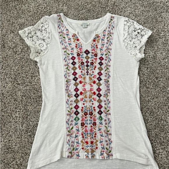 Sundance | Tops | Sundance Catalog Embroidered White Lace Sleeve Top ...